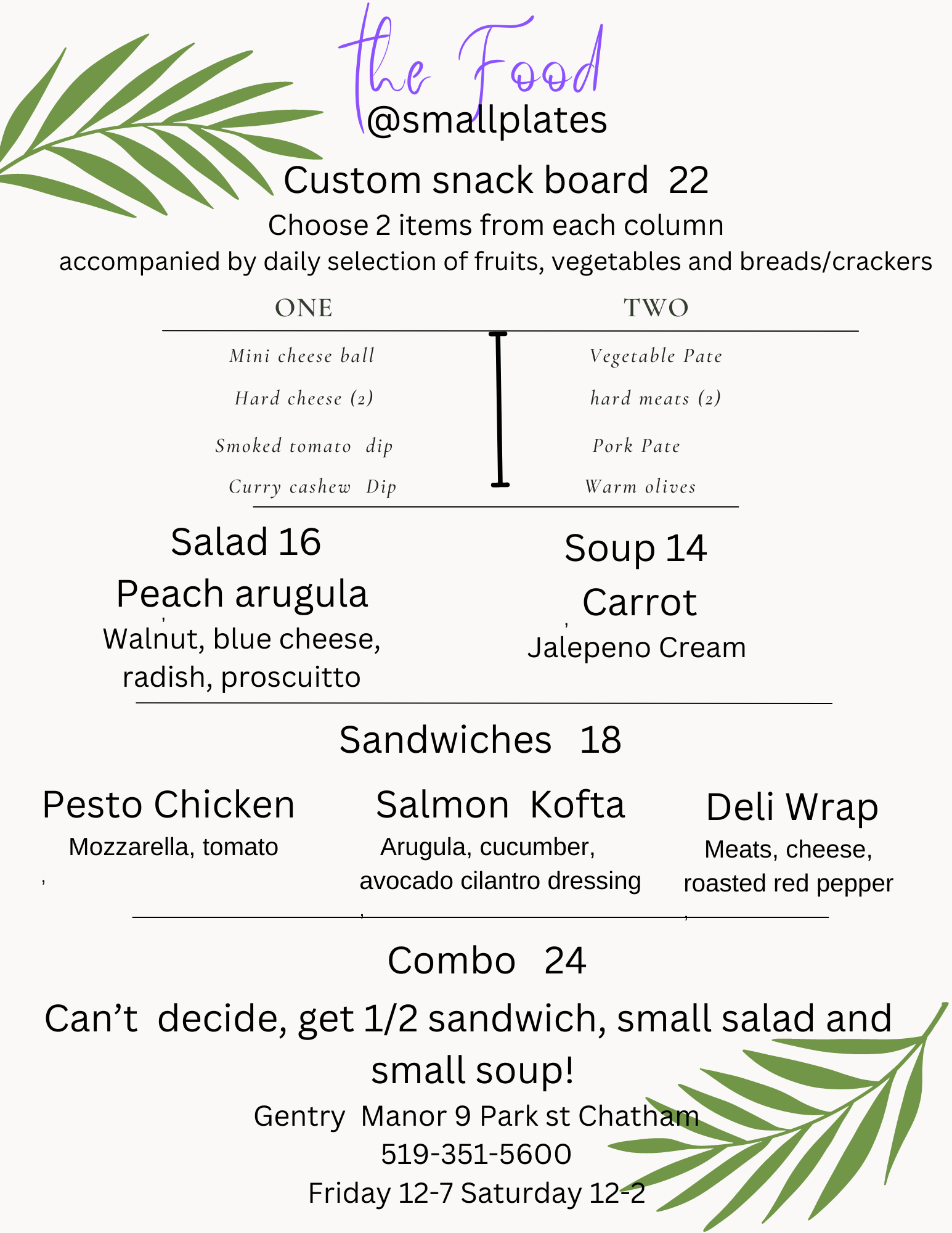 Small Plates Restaurant – Gentry Manor